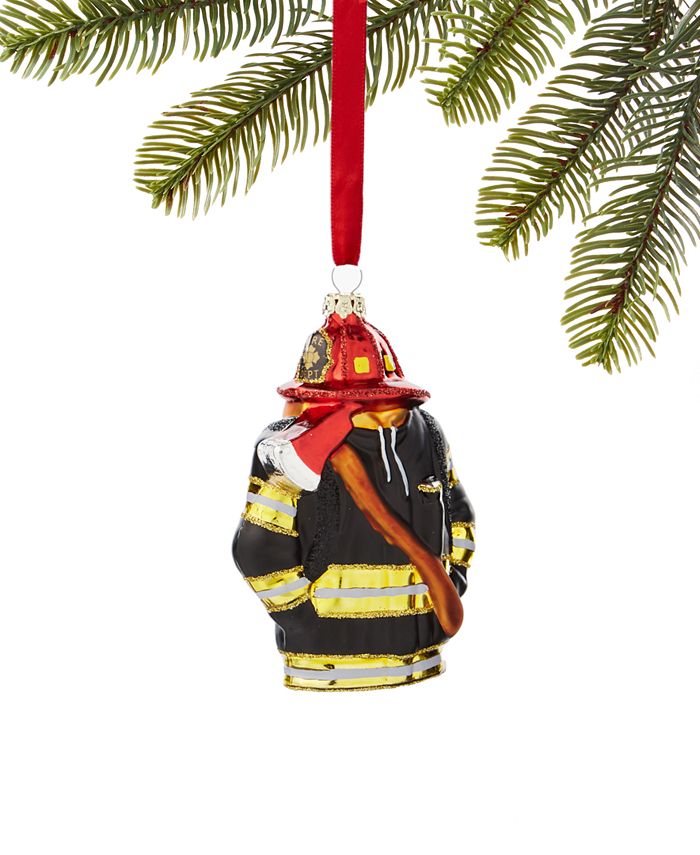 Holiday Lane All About You Glass Firefighter Ornament, Created for Macy ...