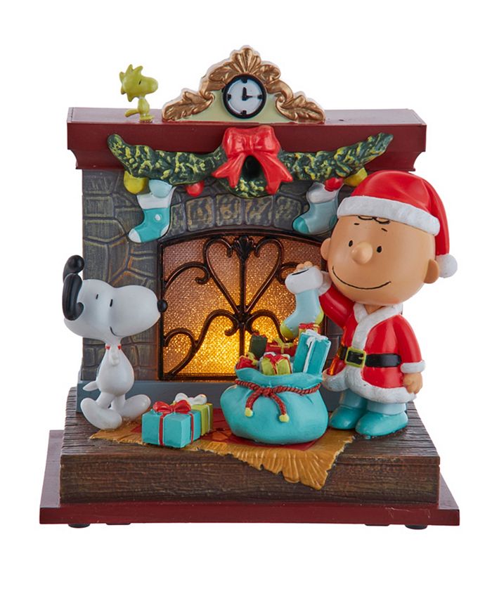 Kurt Adler Peanuts Battery Operated Fire Place Musical Table Piece - Macy's