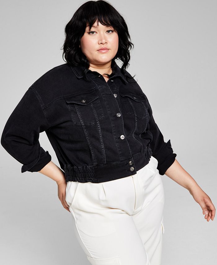 And Now This Trendy Plus Size Cropped Denim Jacket & Reviews - Jackets ...