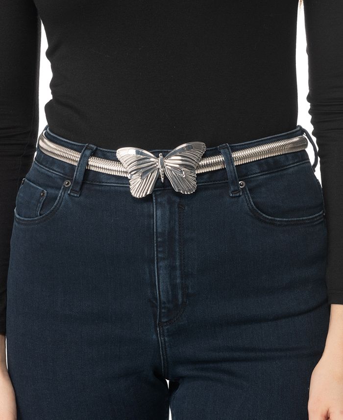 INC International Concepts Butterfly Cobra Chain Stretch Belt, Created for Macy's & Reviews ...