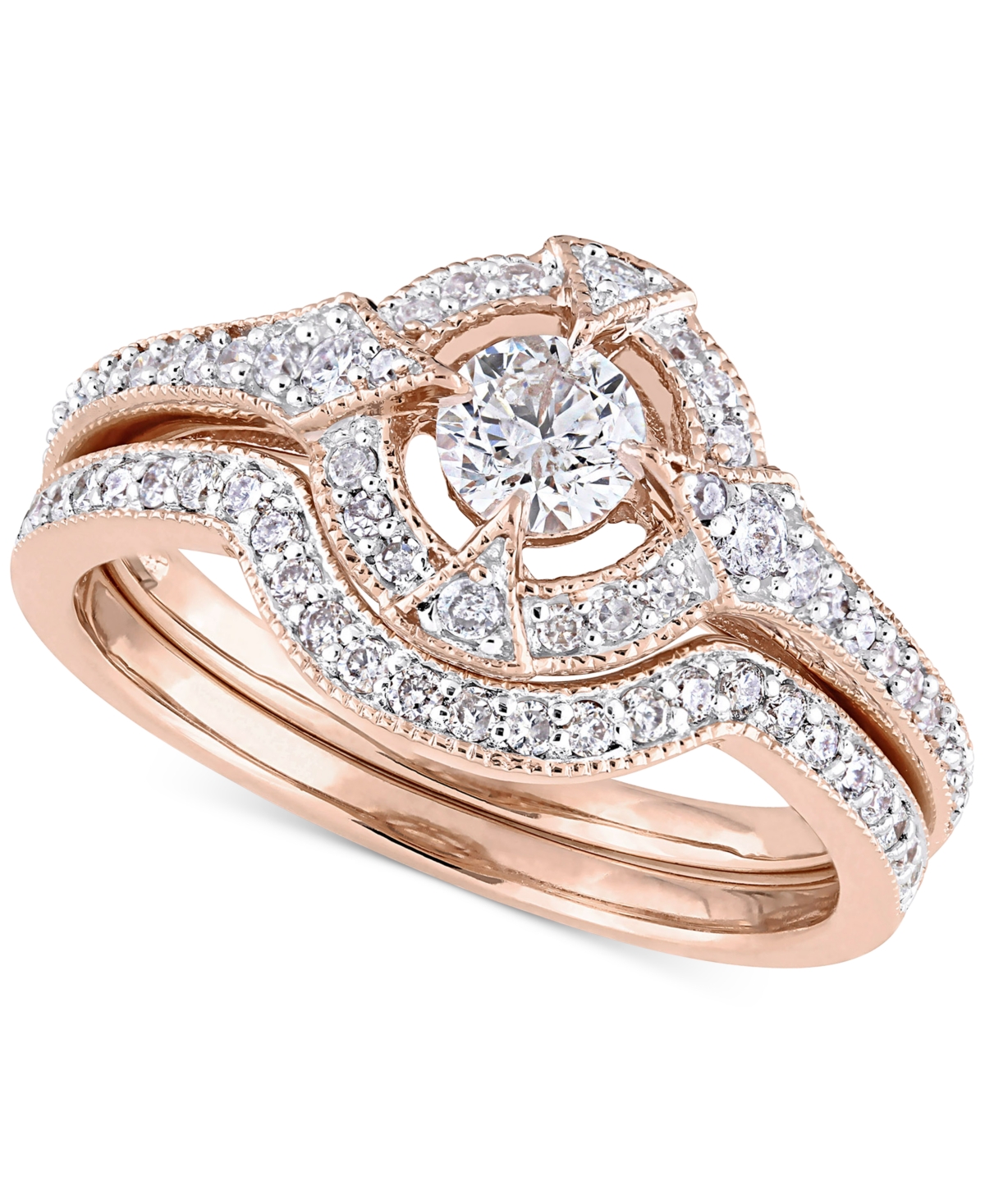 Click here for Diamond Halo Bridal Set (3/4 ct. t.w.) in 14k Rose... prices
