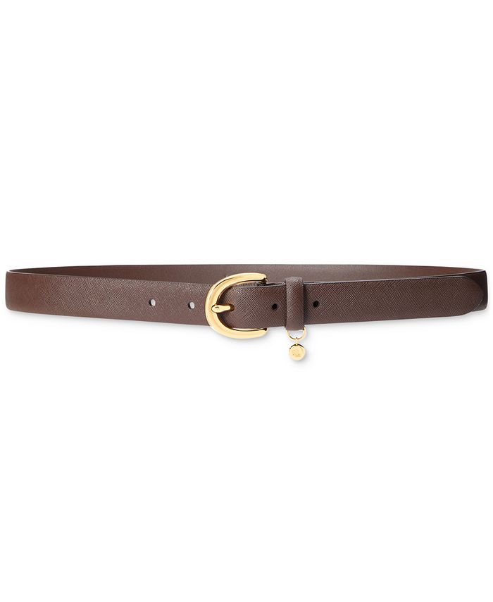 Lauren Ralph Lauren Women's Crosshatch Leather Charm Buckle Belt - Macy's
