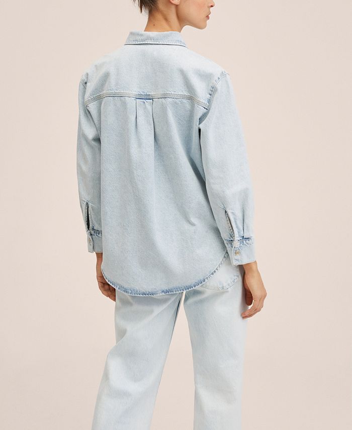 MANGO Women's Oversized Denim Overshirt - Macy's