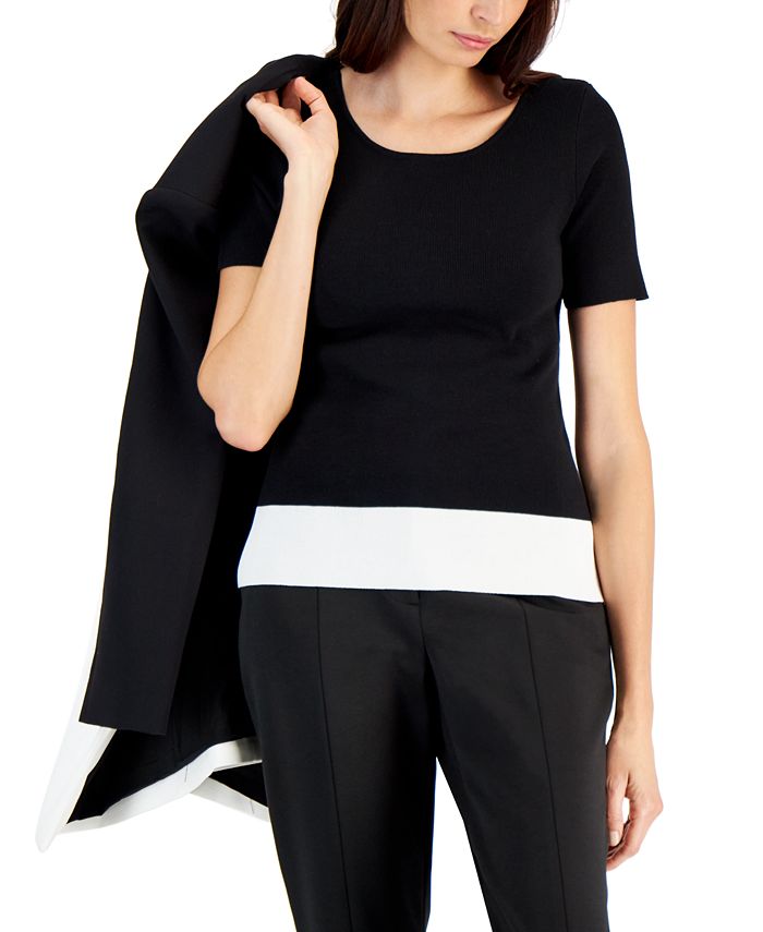 Tahari ASL Women's Colorblocked Knit Top - Macy's