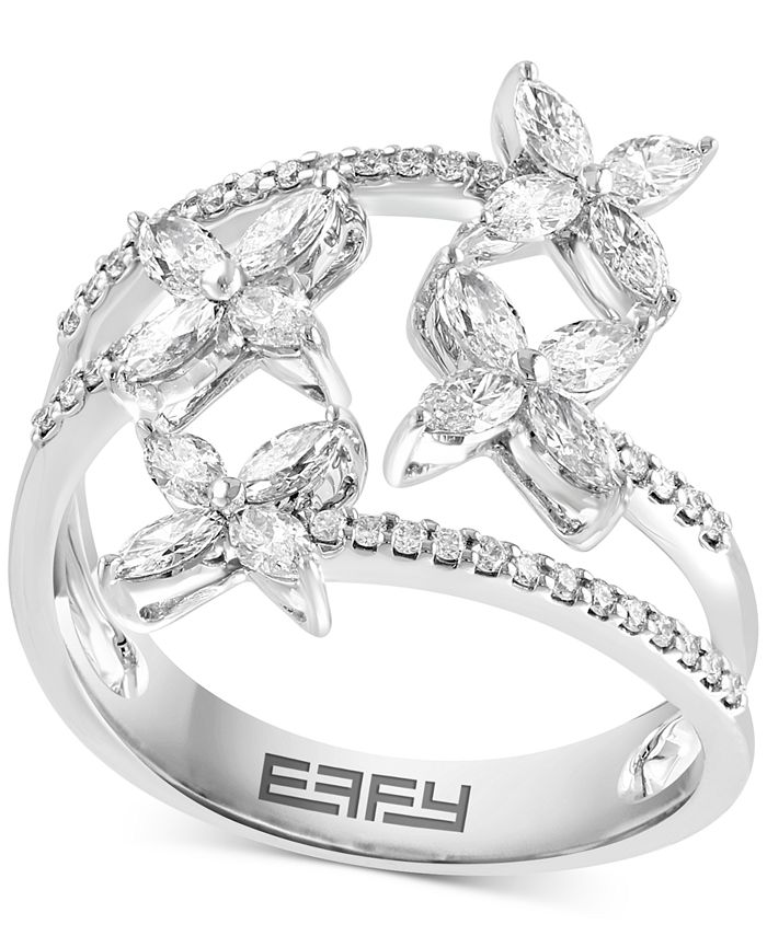 EFFY Collection EFFY® HEMATIAN Diamond Marquise & Round Flower Coil ...