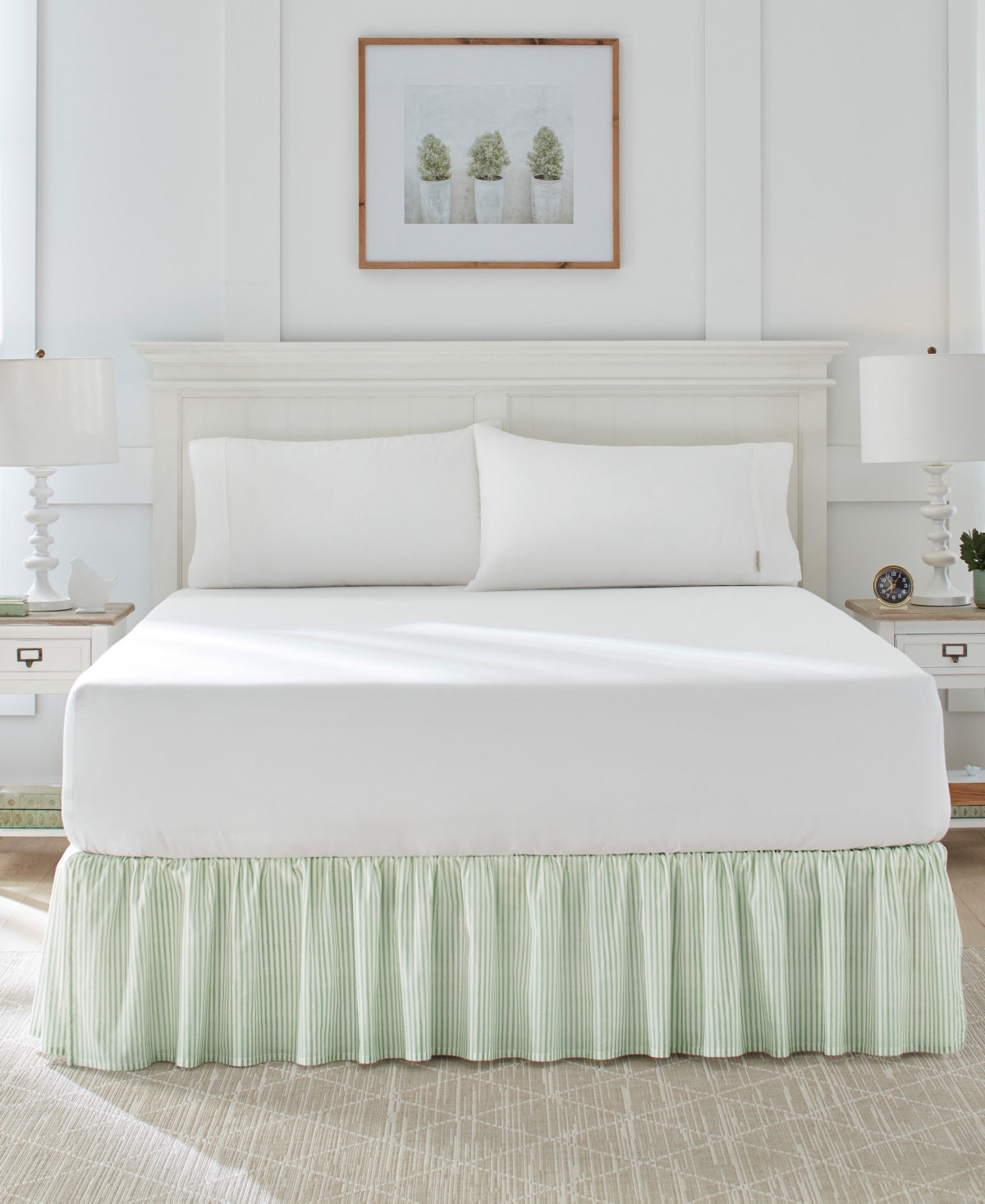 Click here for Laura Ashley Ticking Stripe Ruffled Bedskirt  Quee... prices