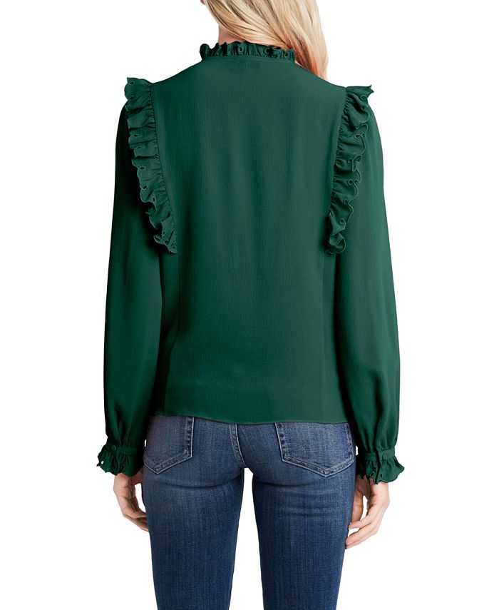 CeCe Women's Long Sleeve Ruffled Tie-Neck Blouse - Macy's