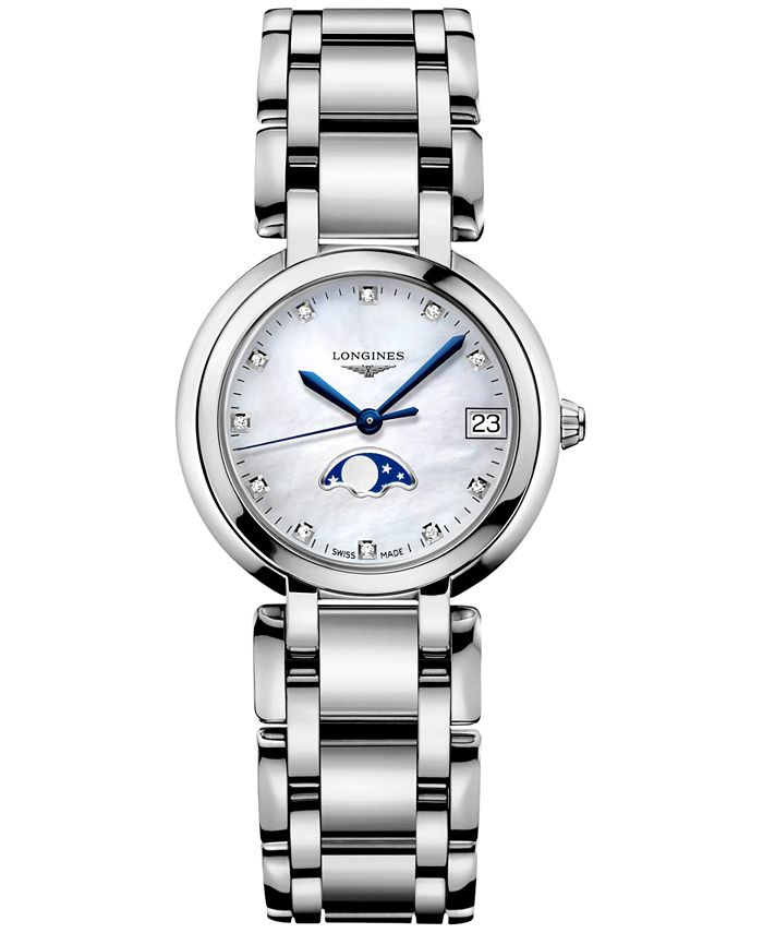 Longines Women's Swiss Automatic Diamond (1/20 ct. t.w.) Stainless ...