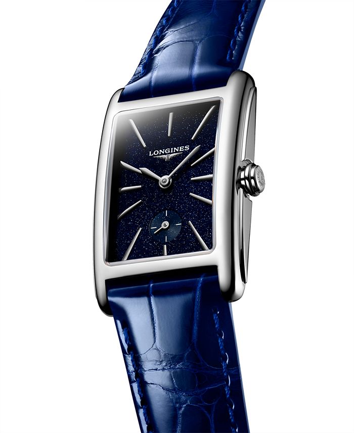 Longines Women's Swiss DolceVita Blue Leather Strap Watch 21mm - Macy's