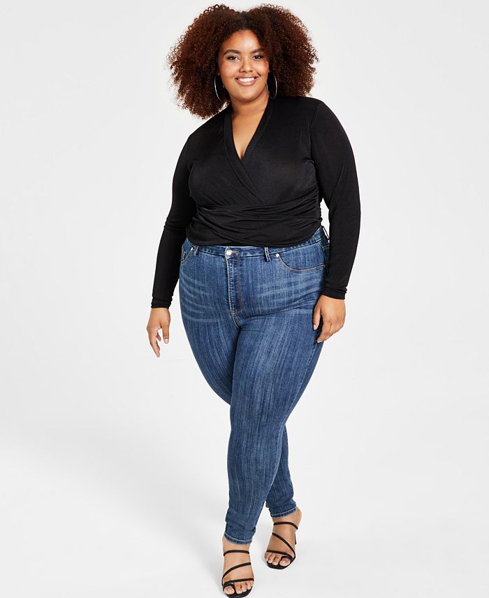 Nina Parker Trendy Plus Size Crossover Bodysuit & Reviews - Tops - Plus ...