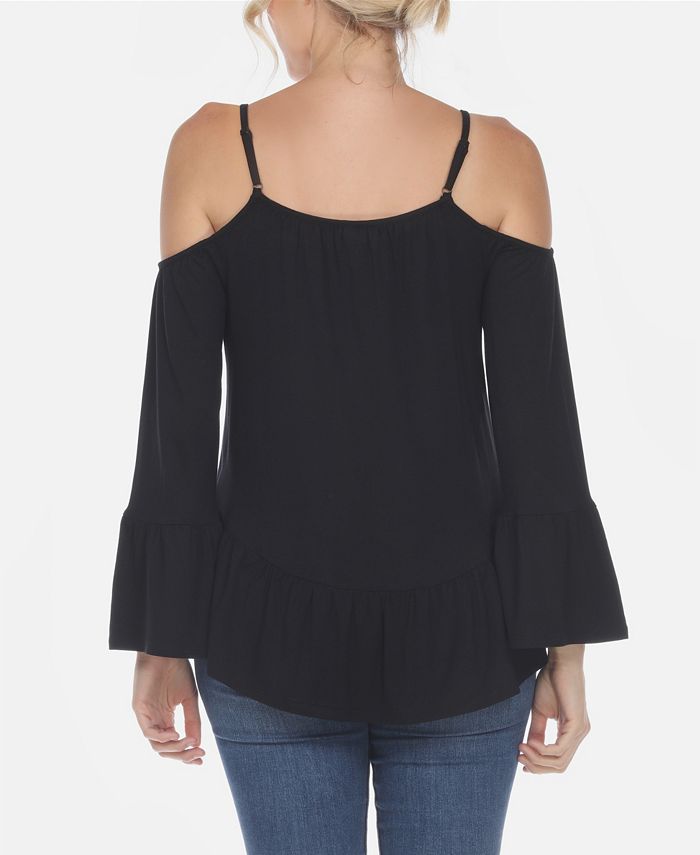 White Mark Women's Cold Shoulder Ruffle Sleeve Top - Macy's