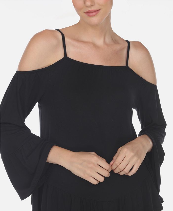 White Mark Women's Cold Shoulder Ruffle Sleeve Top - Macy's