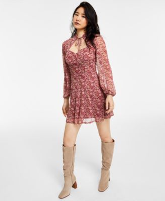 Kit & Sky Juniors' Printed Mesh Corset Dress - Macy's
