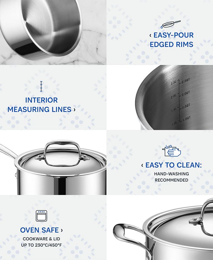 Legend Cookware 5 Ply Cookware with Lids Starter Set, 5 Pieces - Macy's