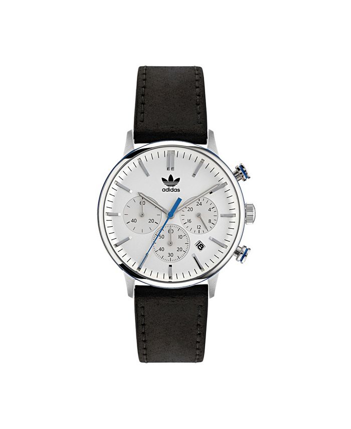 adidas Unisex Chrono Code One Chrono Black Leather Strap Watch 40mm ...
