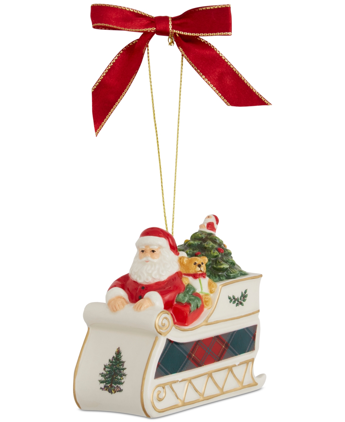 Click here for Christmas Tree Santa in Sleigh Ornament - Green prices