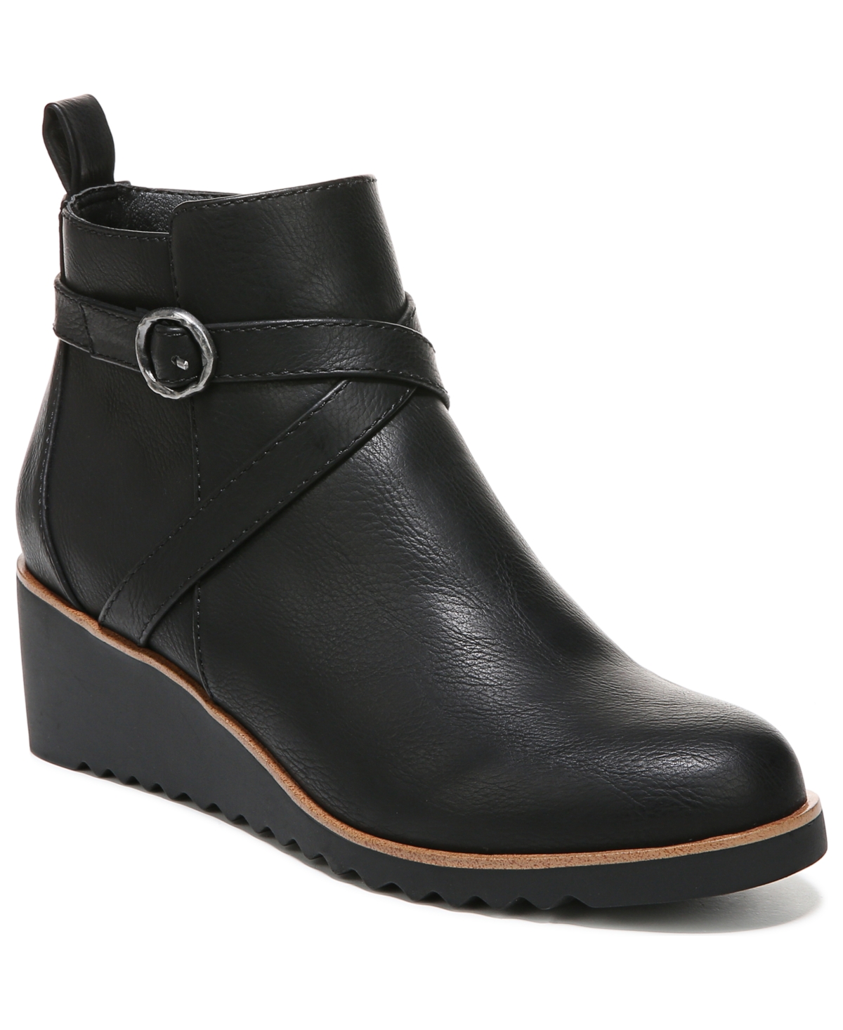 Click here for LifeStride Zinfandel Wedge Booties - Black Faux Le... prices