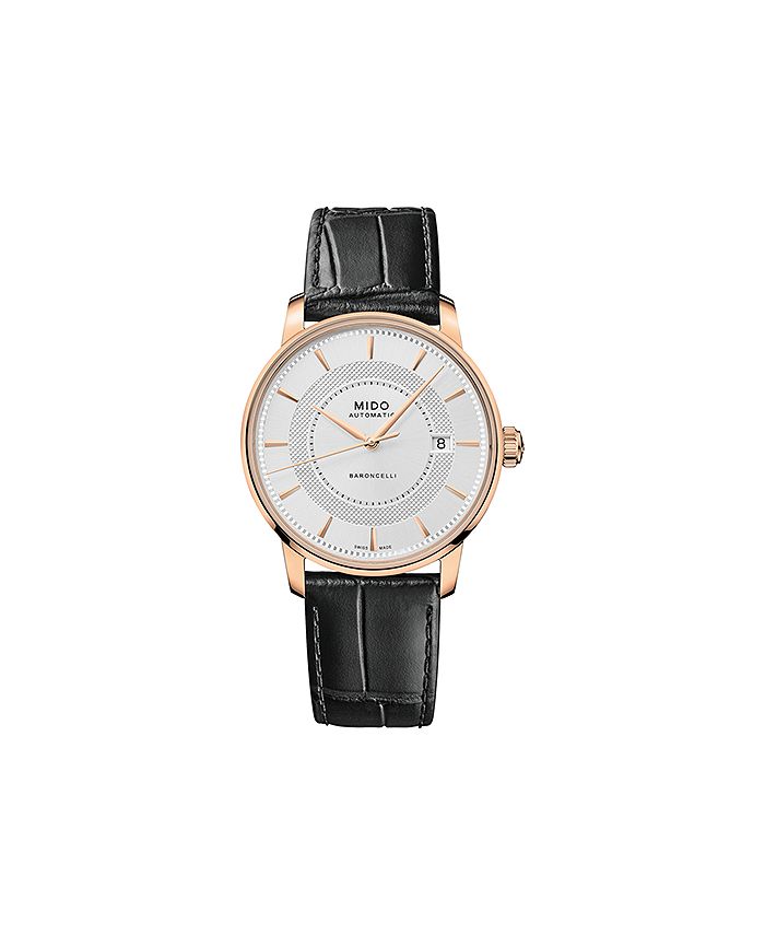 Mido Men's Swiss Automatic Baroncelli II Signature Black Leather Strap ...