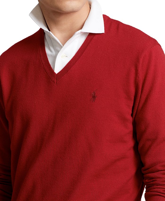 Polo Ralph Lauren Men's Washable Wool V-Neck Sweater - Macy's