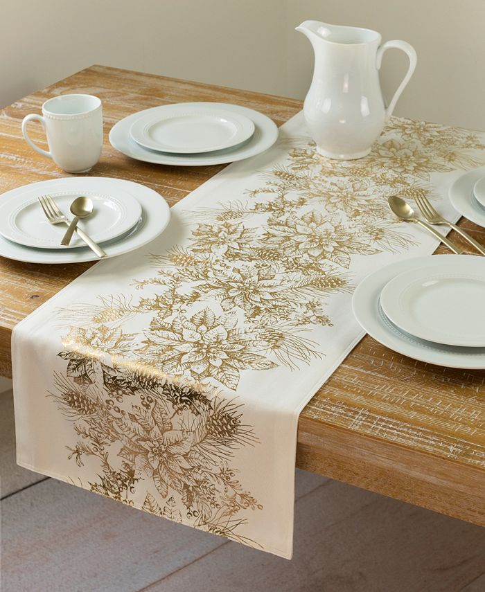 Benson Mills Glimmering Garland Metallic Table Runner, 16" x 72" - Macy's