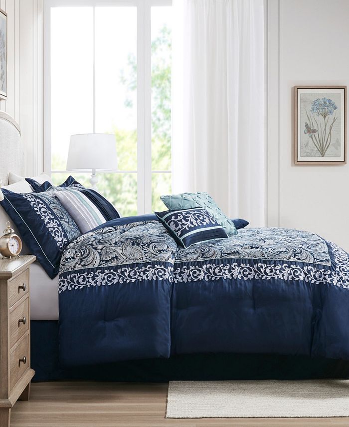 Madison Park CLOSEOUT! Whitney Jacquard 7-Pc. Comforter Set, Queen - Macy's