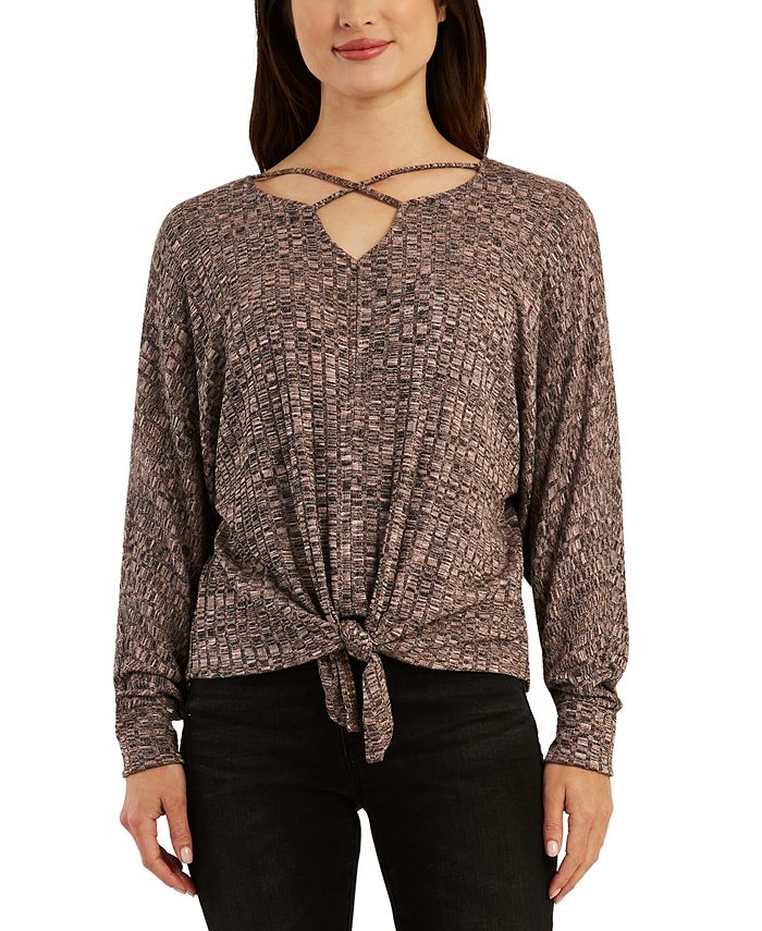 BCX Juniors' Tie-Hem Top - Macy's