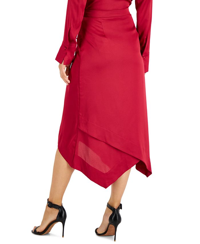 Donna Karan Women's Layered Asymmetric-Hem Faux-Wrap Skirt - Macy's