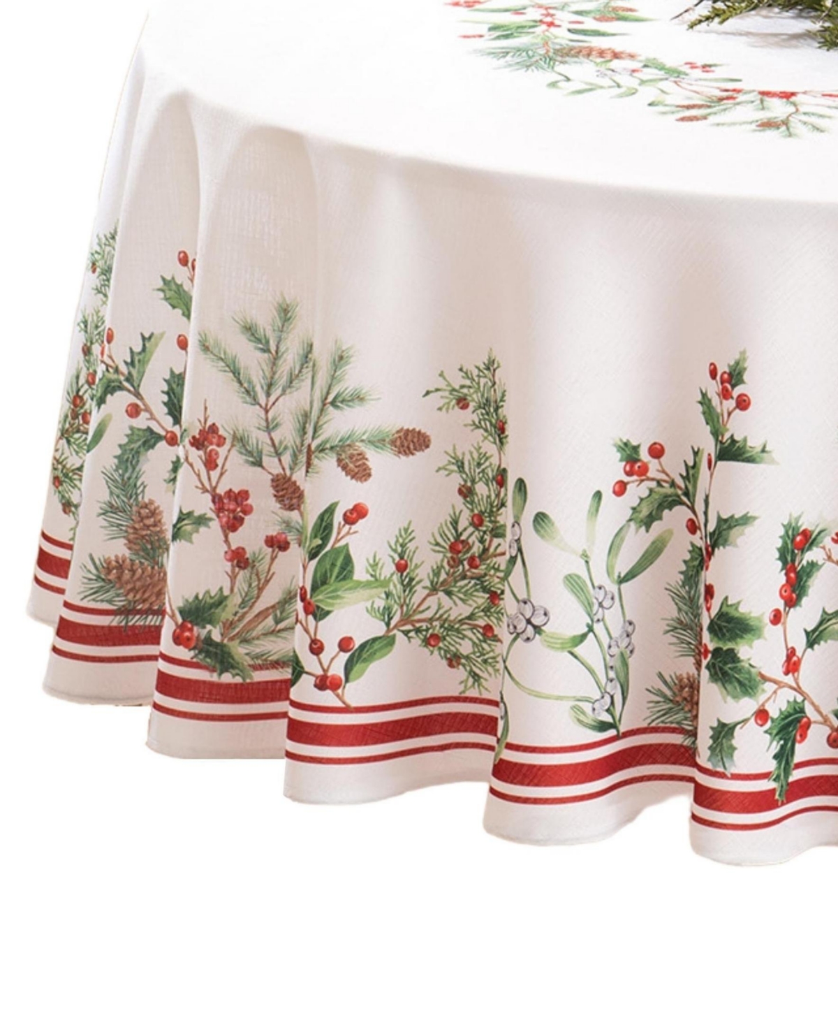 Elrene Winter Holiday Berry Fabric Tablecloth  70 x 70 - Multi