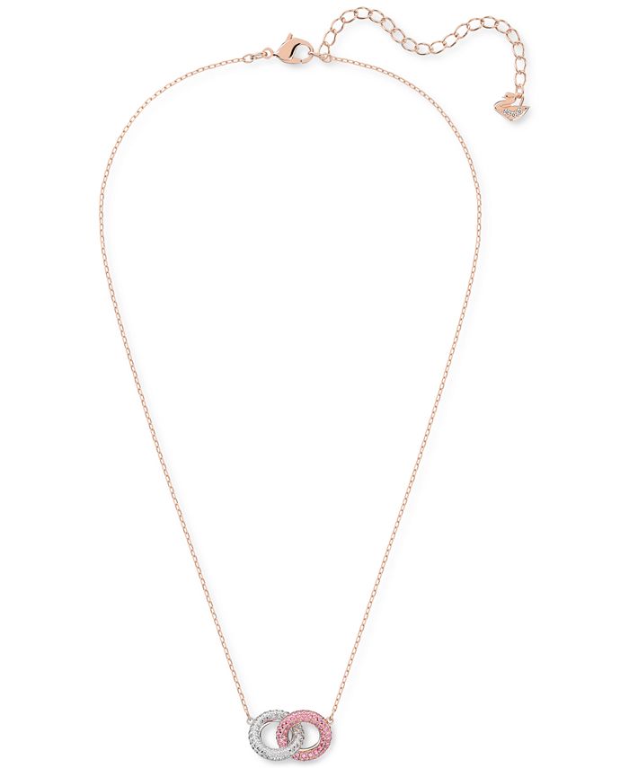 Swarovski Pavé Linked Circle Pendant Necklace, 14-7/8" + 2" extender ...