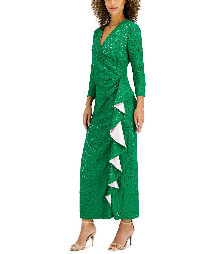 Kasper Lace Surplice V Neck Ruffled Maxi Dress Macys