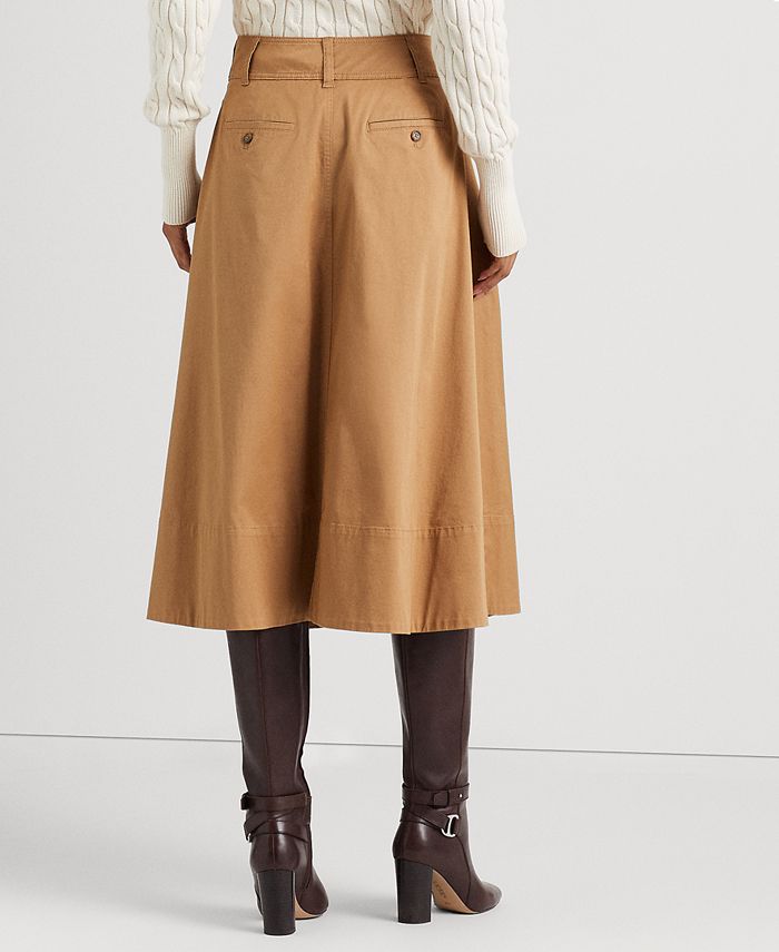 Lauren Ralph Lauren Button-Front Micro-Sanded Twill Skirt - Macy's
