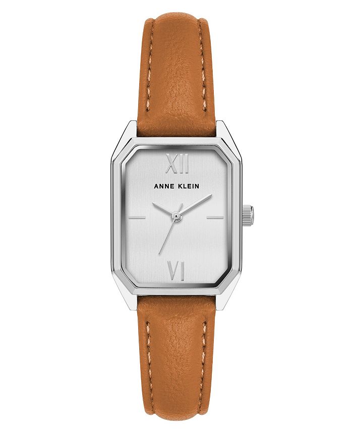 Anne Klein Women's Honey Brown Genuine Leather Strap Watch, 24mm - Macy's