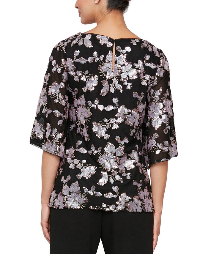 Alex Evenings Women's Sequined Floral Blouse - Macy's