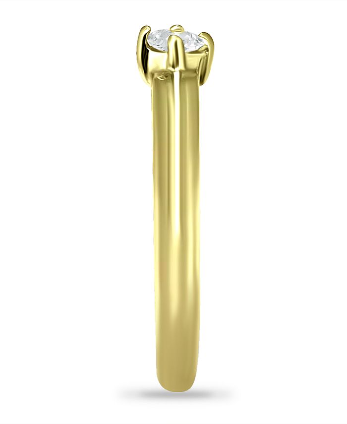 Giani Bernini Solitaire Cubic Zirconia 18K Rose Gold and Gold Over Silver, Sterling Silver Toe ...