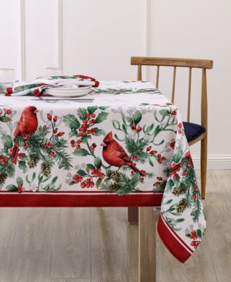 Elrene Cardinals Double-Border Fabric Tablecloth, 60" x 102" - Macy's