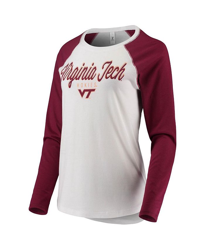 ZooZatz Women's White, Black Virginia Tech Hokies Raglan Long Sleeve T ...