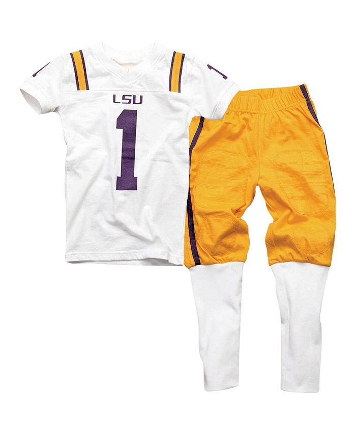 Wes & Willy LSU Tigers Big Boys Football Pajama Set - White and Gold ...