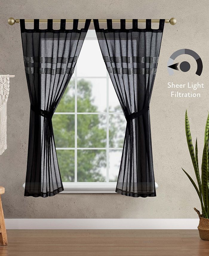 Jessica Simpson Milly Bling Sheer Tab Top Window Curtain Panel Pair ...