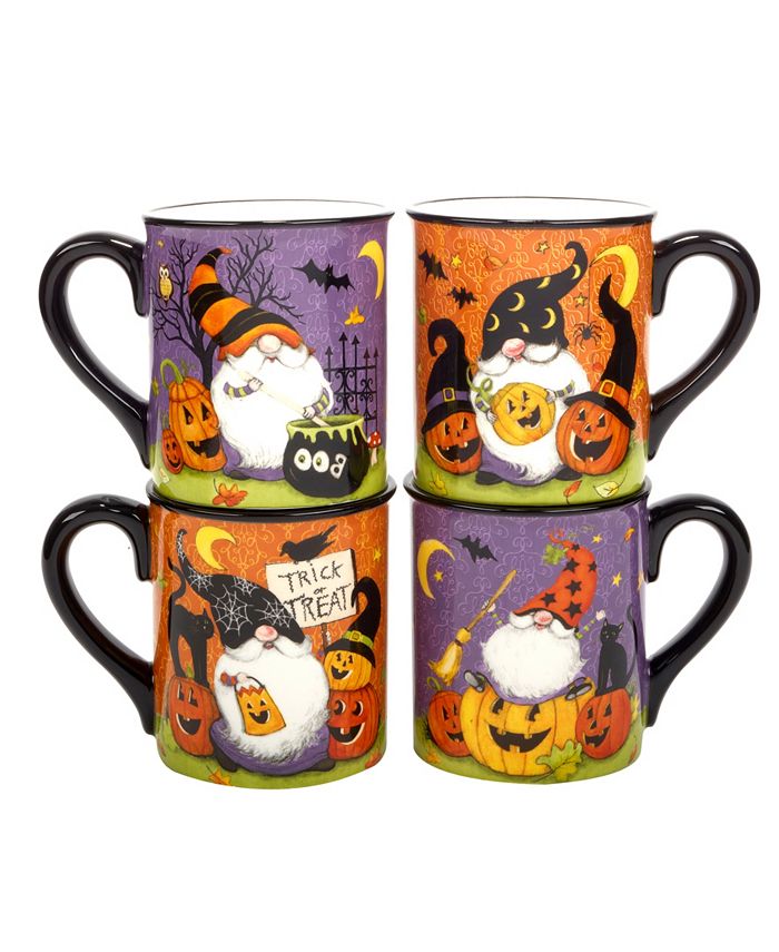 Certified International Halloween Gnomes Mugs Set, 4 Pieces - Macy's