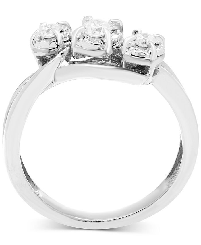 Macy's Diamond Three Stone Ring (1/4 ct. t.w.) in 10k White or Yellow ...