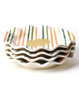 Coton Colors Turkey Stripes Ruffle Salad Plate 4 Piece Set, Service for ...