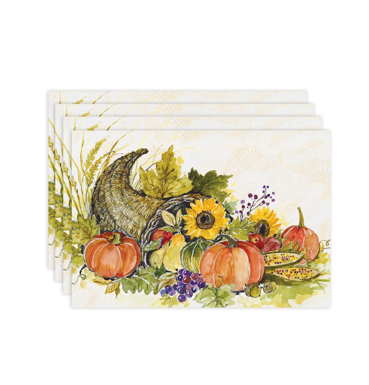Click here for Laural Home Cornucopia Harvest Set of 4 Placemats... prices