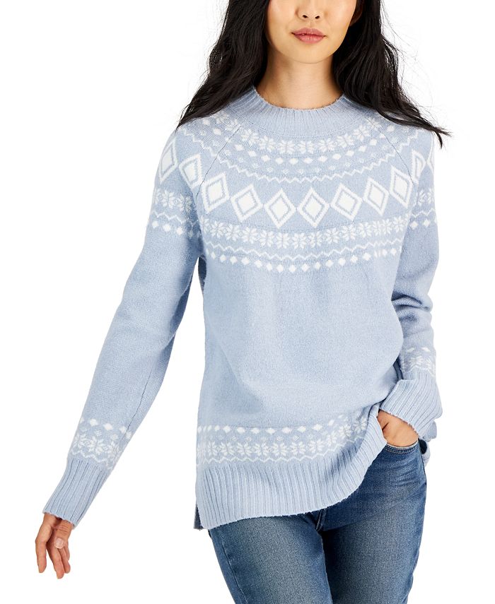 JAMIE & LAYLA Petite Fair Isle Mock Neck Sweater - Macy's