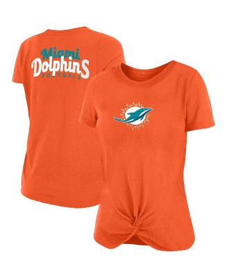 Women's New Era Orange Miami Dolphins Slub T-shirt with Front Twist ...