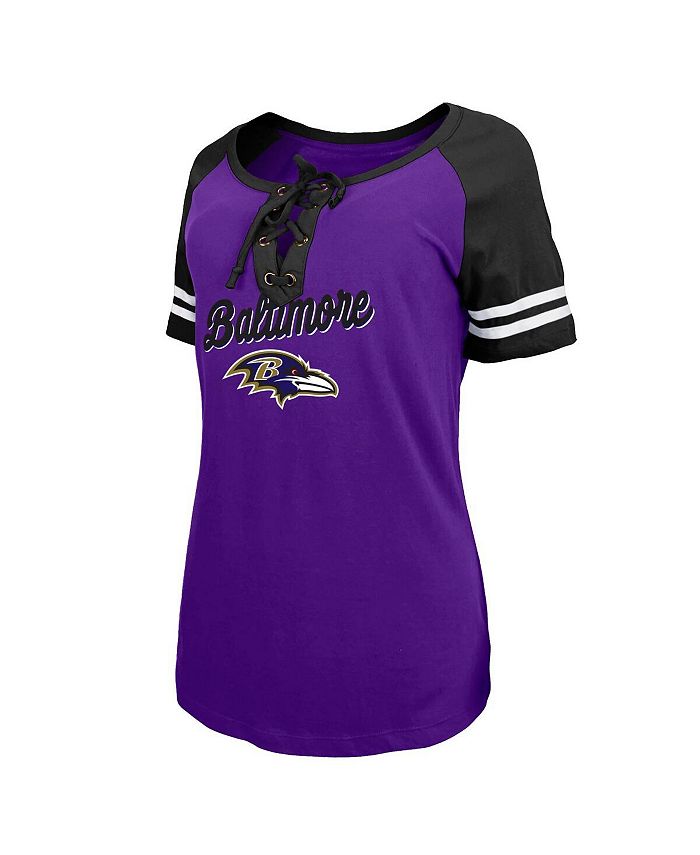 New Era Women's Purple, Black Baltimore Ravens Logo Lace-Up Raglan T ...