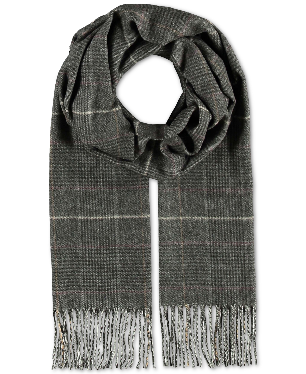 Click here for V. Fraas Mens Prince of Wales Plaid Scarf - Gray prices