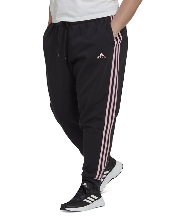 adidas Plus Size Essentials Three-Stripes Fleece Joggers - Macy's