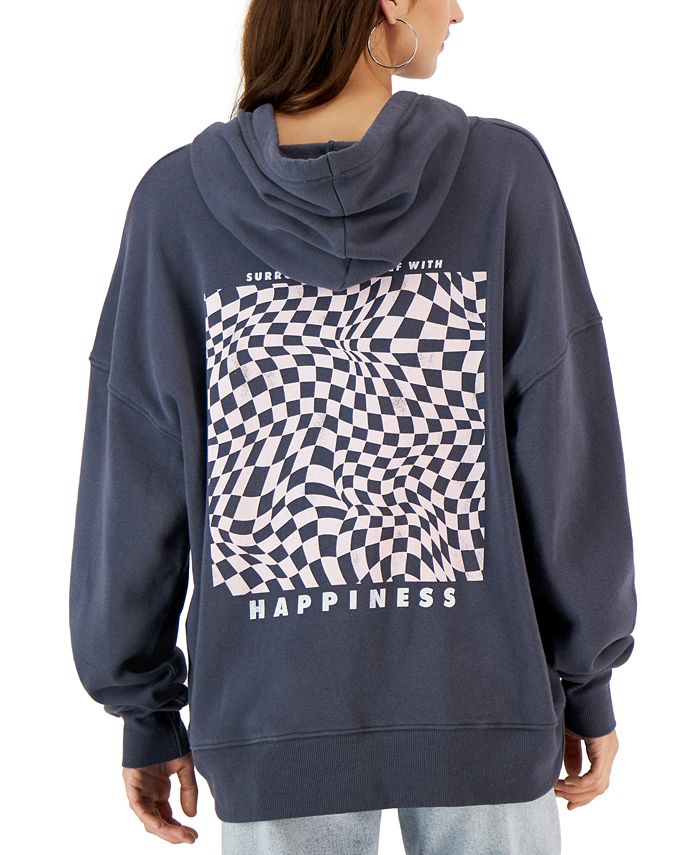 Grayson Threads Black Juniors' Happiness Check Graphic Hoodie - Macy's