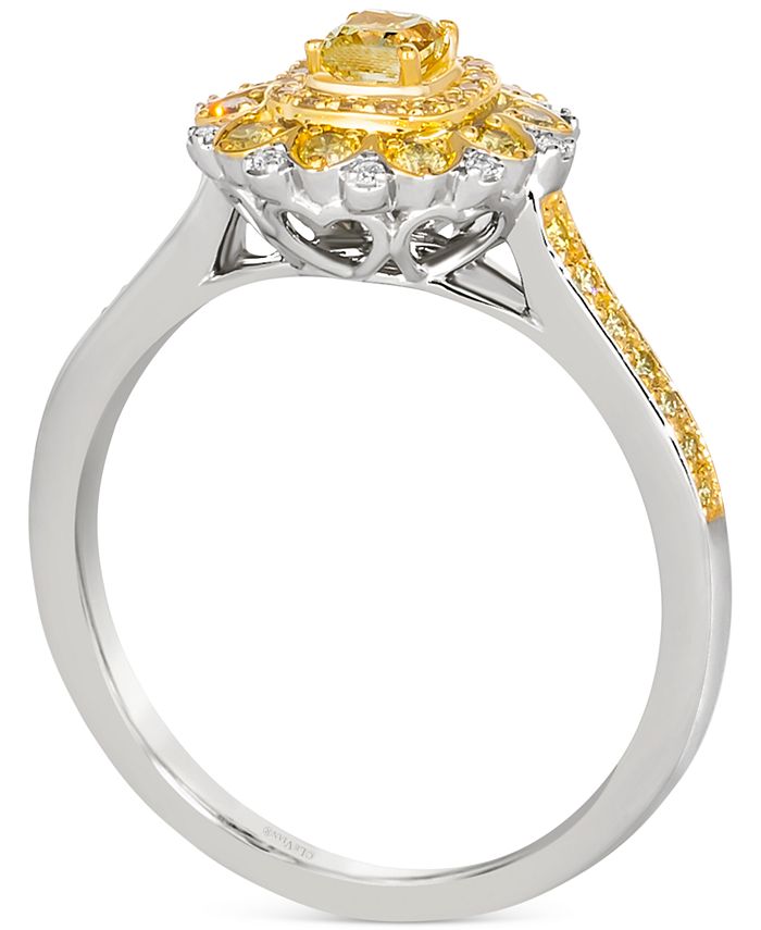 Le Vian Sunny Yellow Diamond (1/2 ct. t.w.) & Vanilla Diamond Accent Starflower Ring in Platinum ...