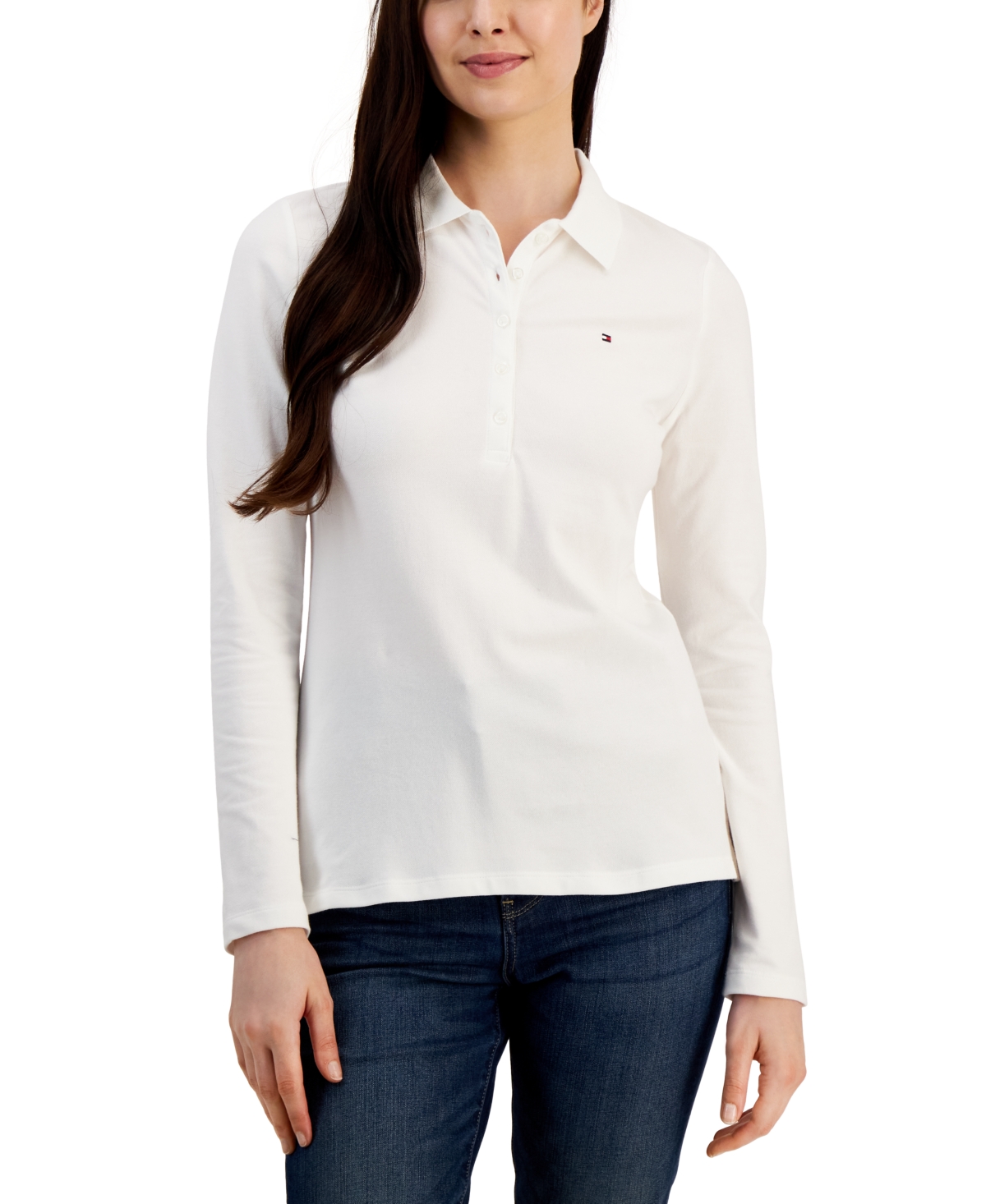 Click here for Tommy Hilfiger Womens Logo Long-Sleeve Polo Shirt... prices
